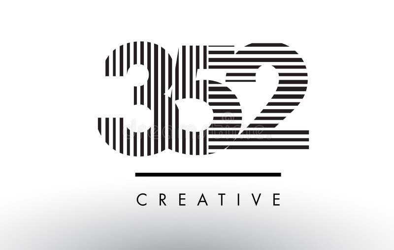 352 Black and White Lines Number Logo Design. Stock Vector ...