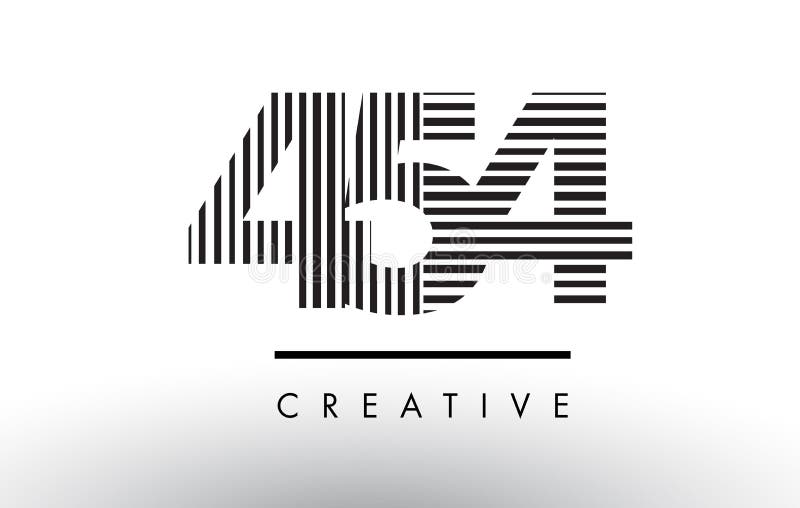 454 Black and White Lines Number Logo Design. Stock Vector ...