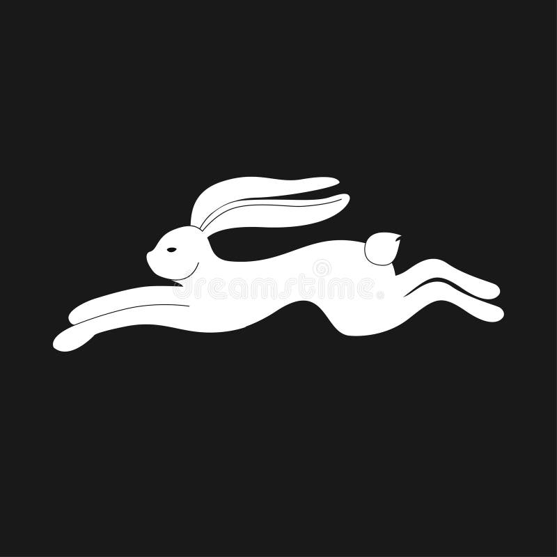 Black and White Linocut of Easter Running Bunny Stock Vector ...