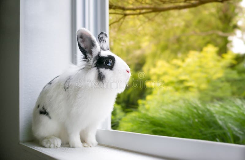 A Black and White Lionhead Mixed Breed Rabbit Stock Photo - Image of ...
