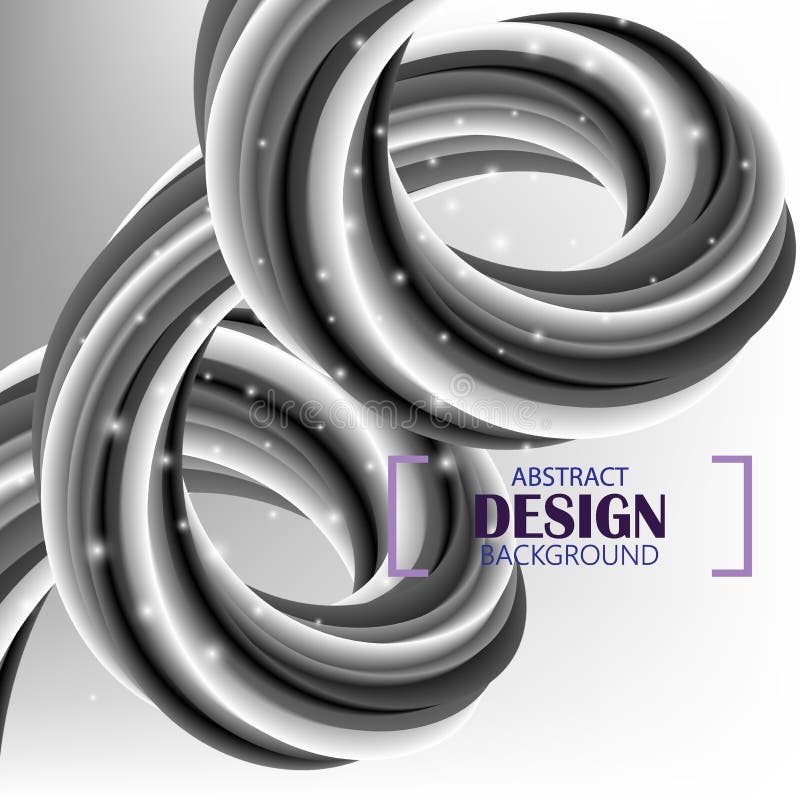 Black White Liquid Wave Flow Twirling Wave Abstract Vector Design ...