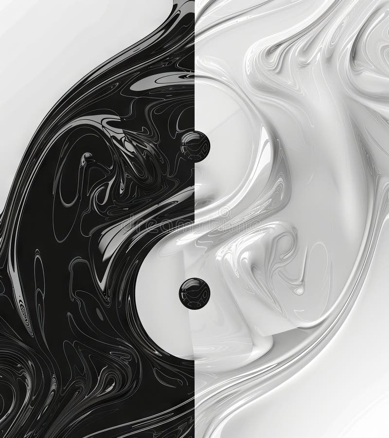 A Black and White Liquid with a Yin and Yang Symbol Stock Photo - Image ...