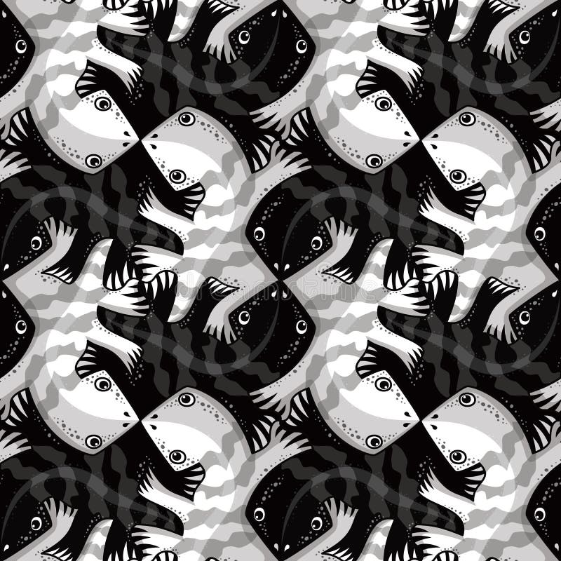 Black and White Lizards Tessellation Pattern Stock Vector ...