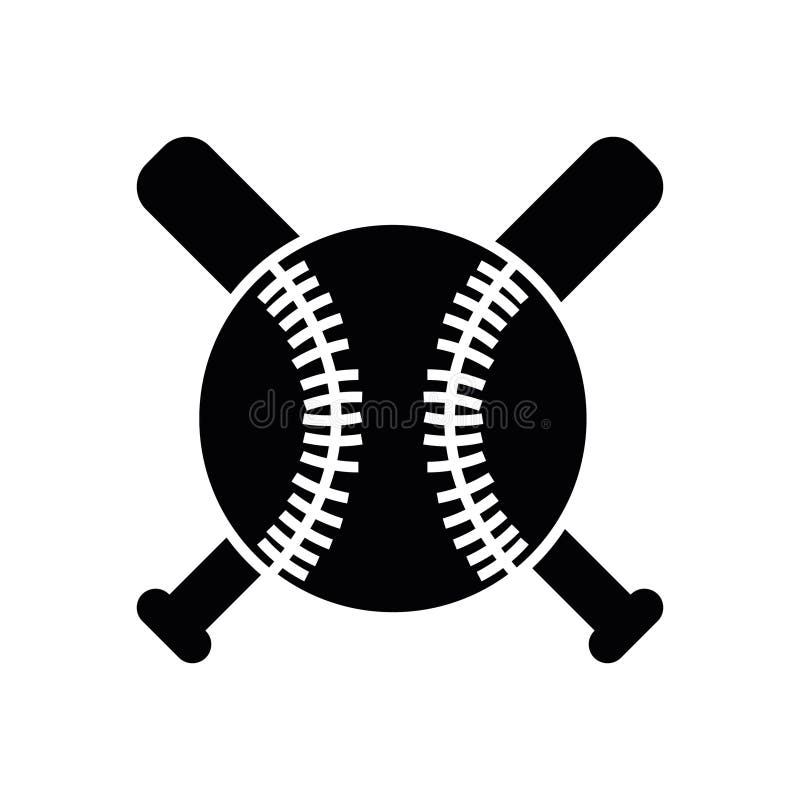 Black-and-white Logo for Baseball, Baseball and Stick Icon, Baseball ...