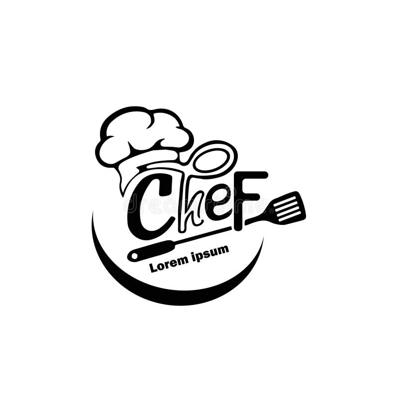 Black-and-white Logo Design Featuring the Word "Chef" in a Playful Font ...