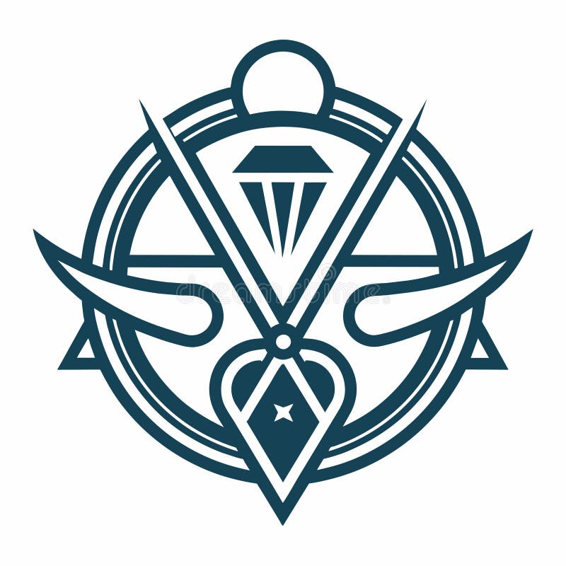 Black and White Logo Featuring a Diamond and Two Crossed Swords, a ...