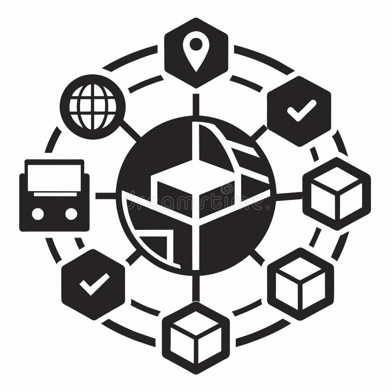 A Black and White Logo Featuring a Stylized Globe at the Center with ...