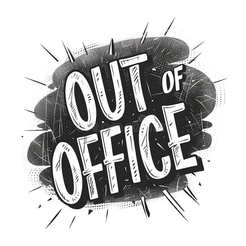 A Black and White LOGO of a Starburst with the Words "out of Office ...