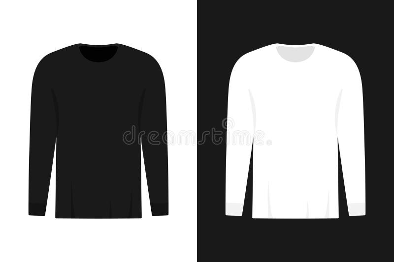 Black and White Long Sleeve Shirt Templates. Front View Stock Vector ...