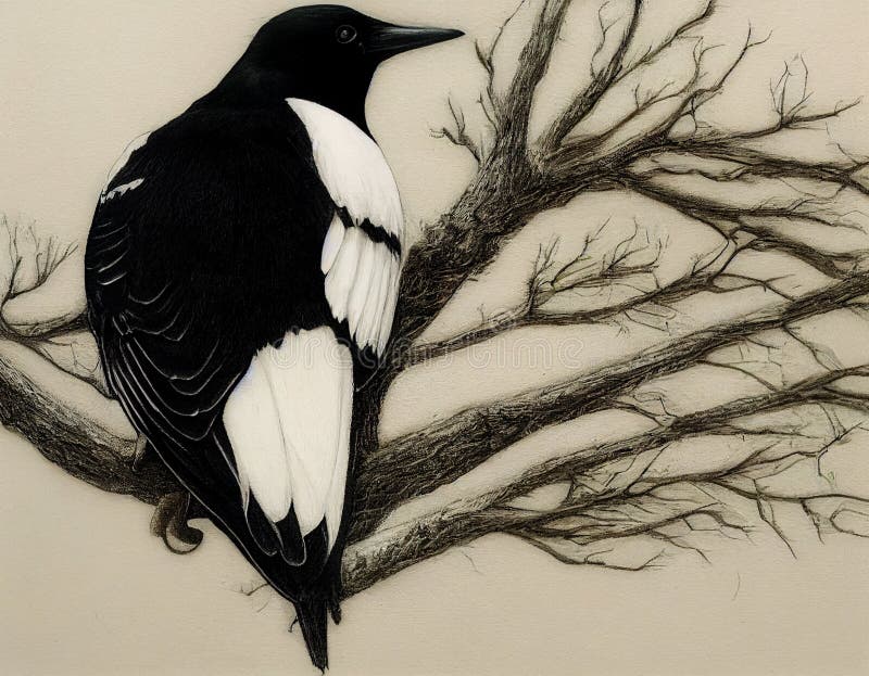 Magpie Line Drawing Stock Illustrations – 310 Magpie Line Drawing Stock ...