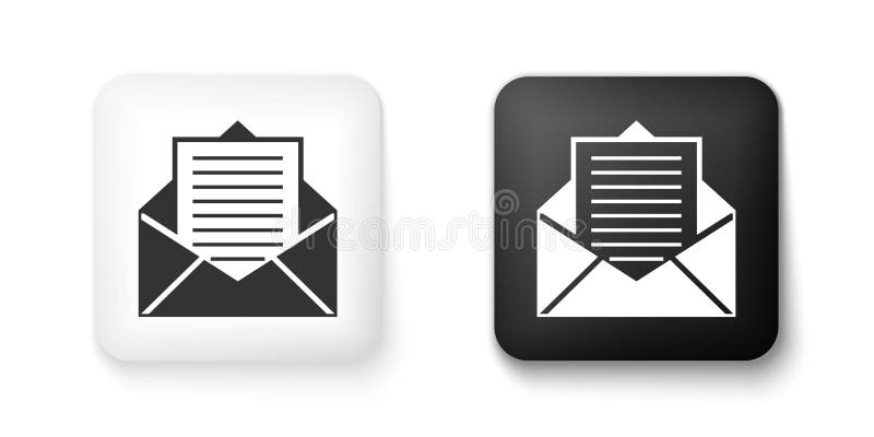 Black and White Mail and E-mail Icon Isolated on White Background ...