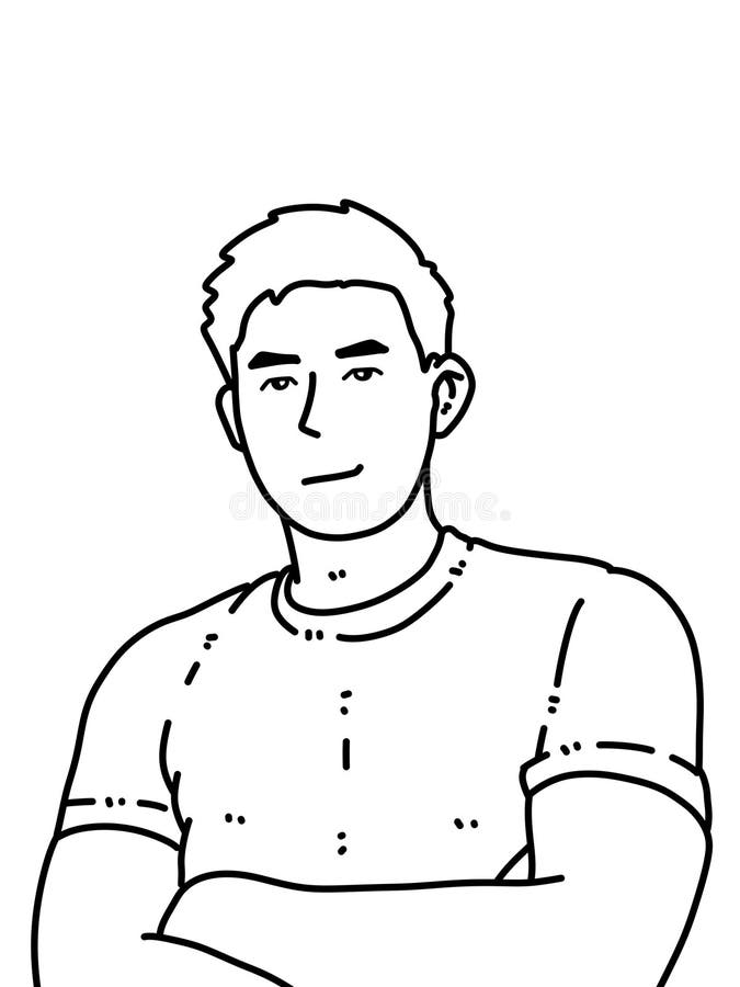 Black and White of Man Cartoon for Coloring Stock Illustration ...