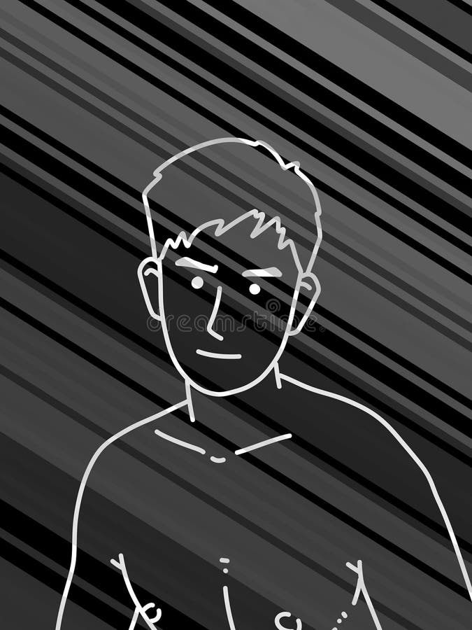 Black and White of Man Shape Cartoon Stock Illustration - Illustration ...