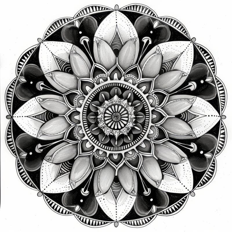 Monochrome Mandala Design stock image. Image of symmetry - 312110381