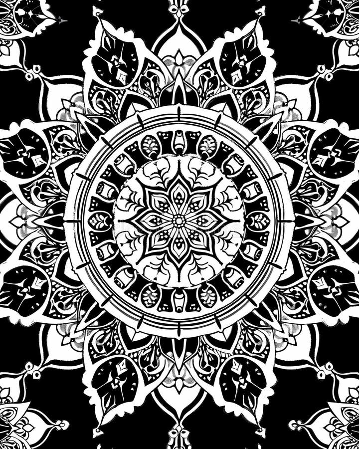 Black and White Mandala Style Pattern - a Black and White Mandala with ...