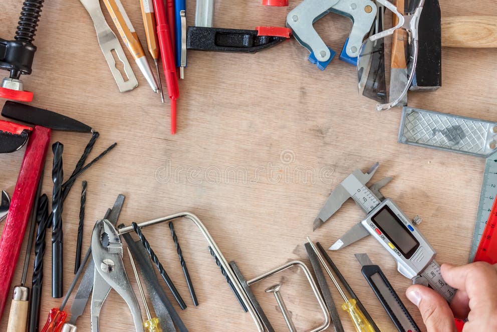 Black and White Many Different Tools in Mess Stock Photo - Image of ...