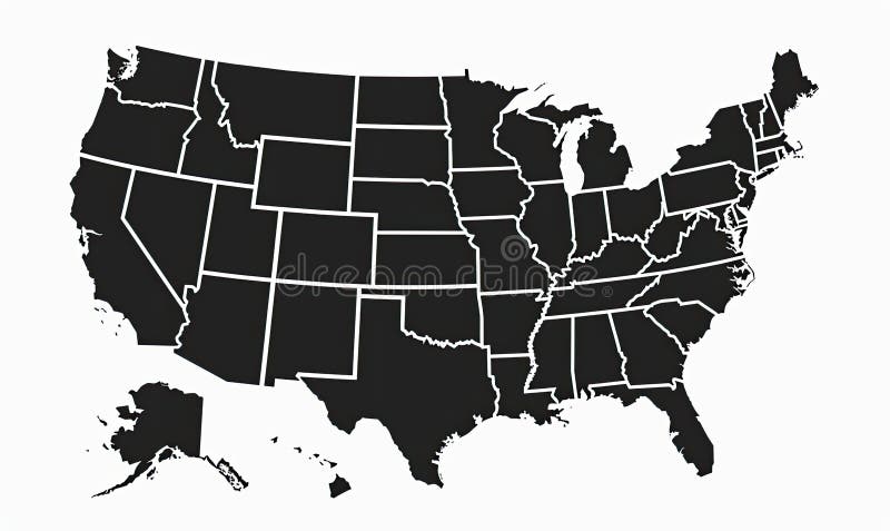 Black and White Map of the US with a Clean Design and Intricate Pattern ...