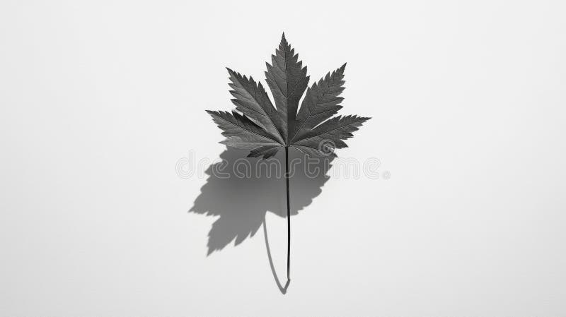 Black and White Maple Leaf with Shadow, Minimalist Nature Photography ...