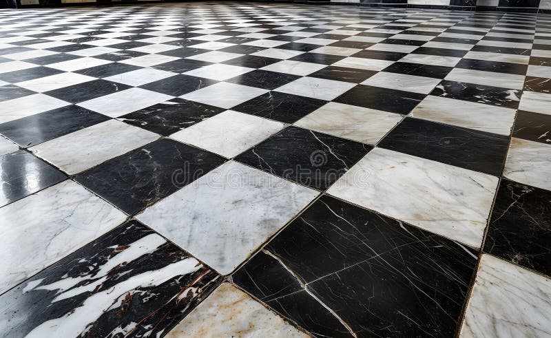 Black and White Marble Checkered Floor Background - AI Generated Stock ...