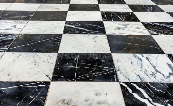Black and White Marble Checkered Floor Tile - AI Generated Stock ...