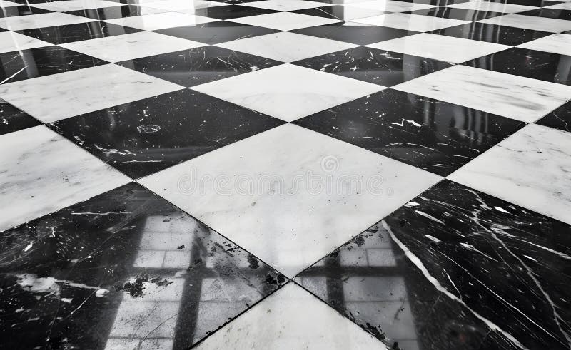 Black and White Marble Checkered Floor Tile Surface - AI Generated ...