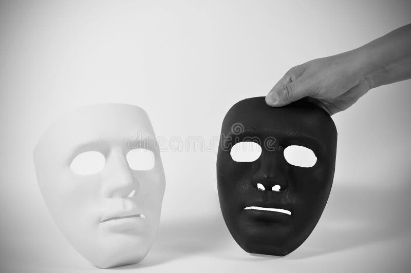Black and White Masks Like Human Behavior, Conception Stock Photo ...