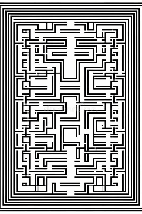 A Black and White Maze Design Stock Illustration - Illustration of ...