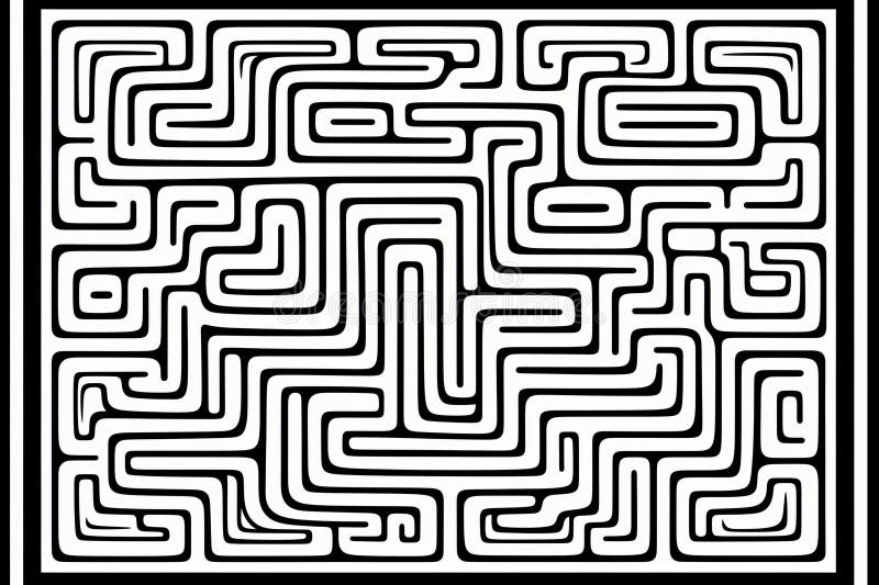 A Black and White Maze Design with a Square in the Middle Stock ...