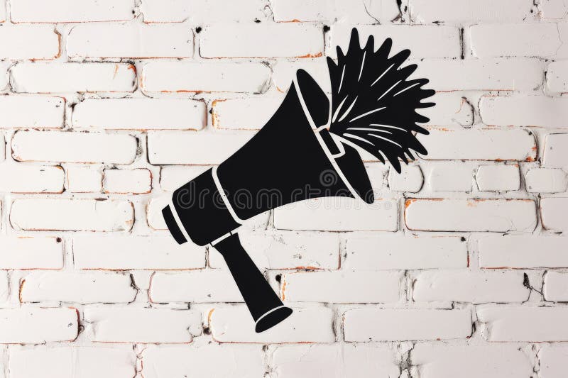 A Black and White Megaphone Attached To a Brick Wall Stock Photo ...