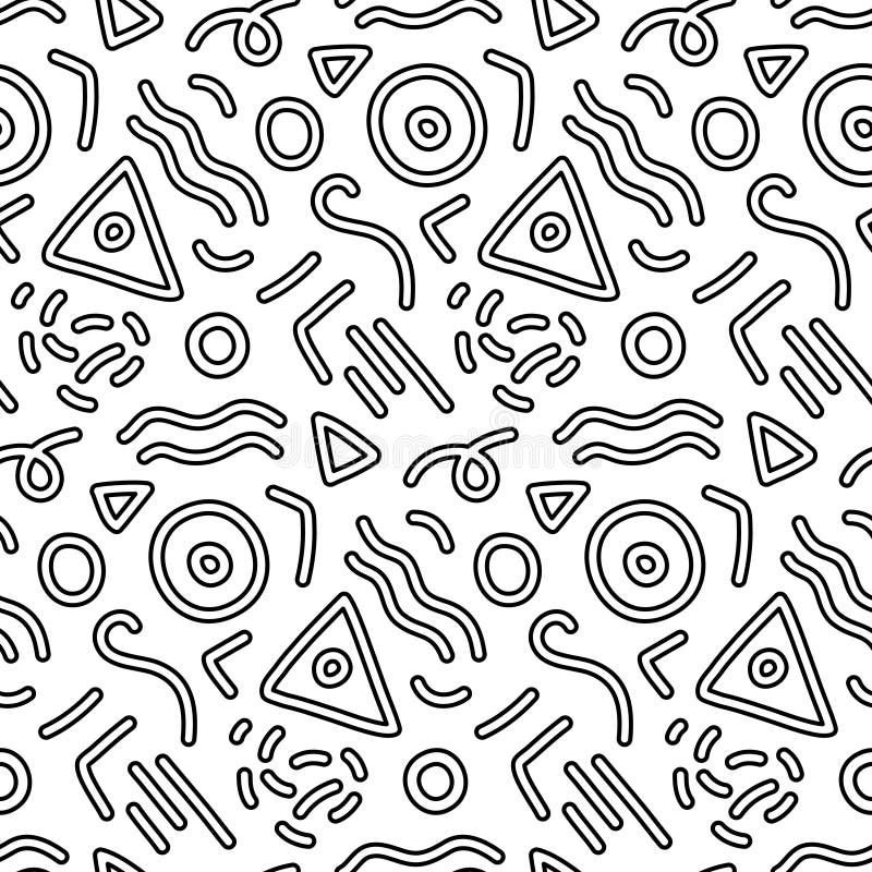Black and White Memphis Vector Seamless Pattern Stock Vector ...