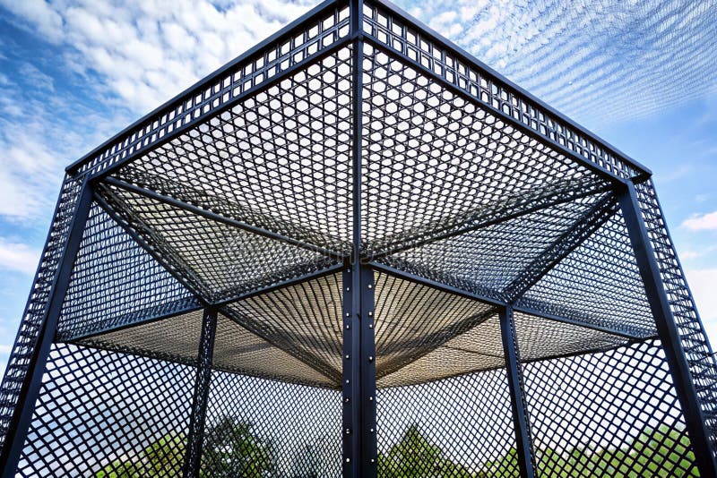 Black White Mesh Metal Structure with Shaded Corners Stock Illustration ...