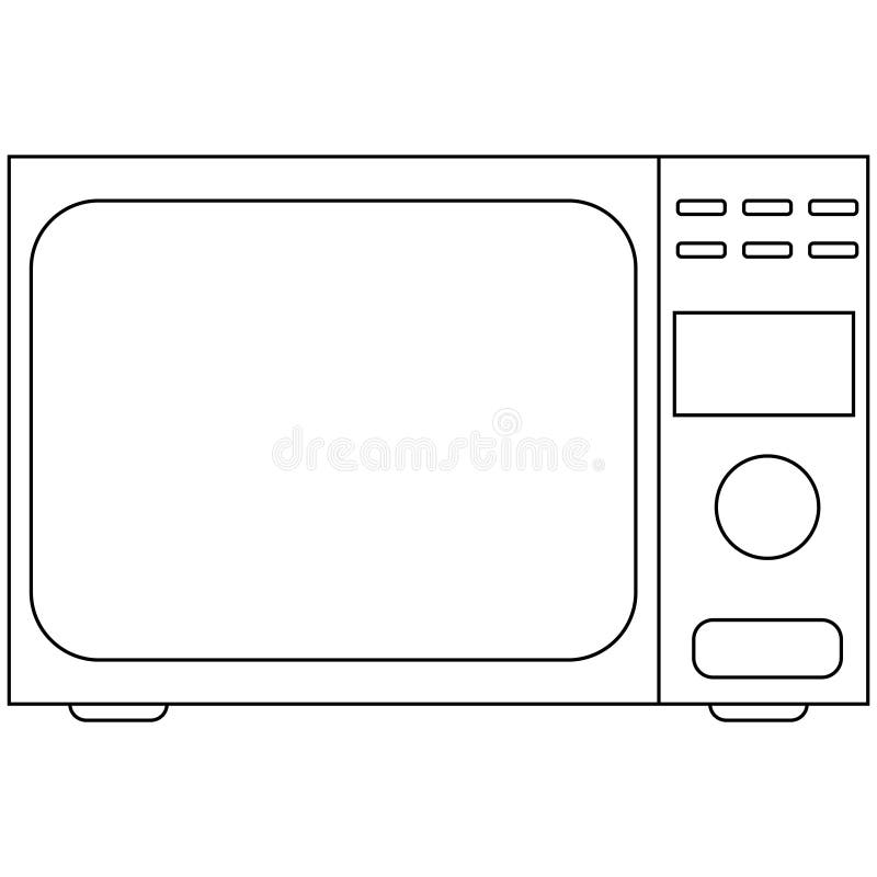 Black and White Microwave Flat Vector Icon Stock Illustration ...