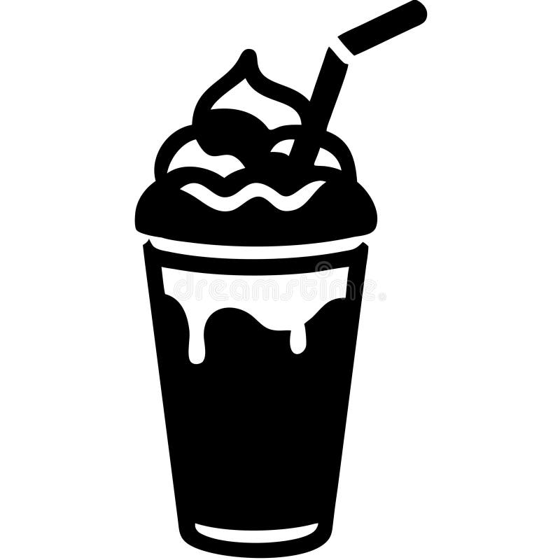 Black and White Milkshake Vector Beverage Illustration for Menu Design ...