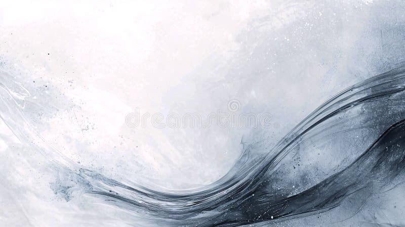 Black and White Minimalist Design with Hand-drawn Wave Patterns and Ink ...