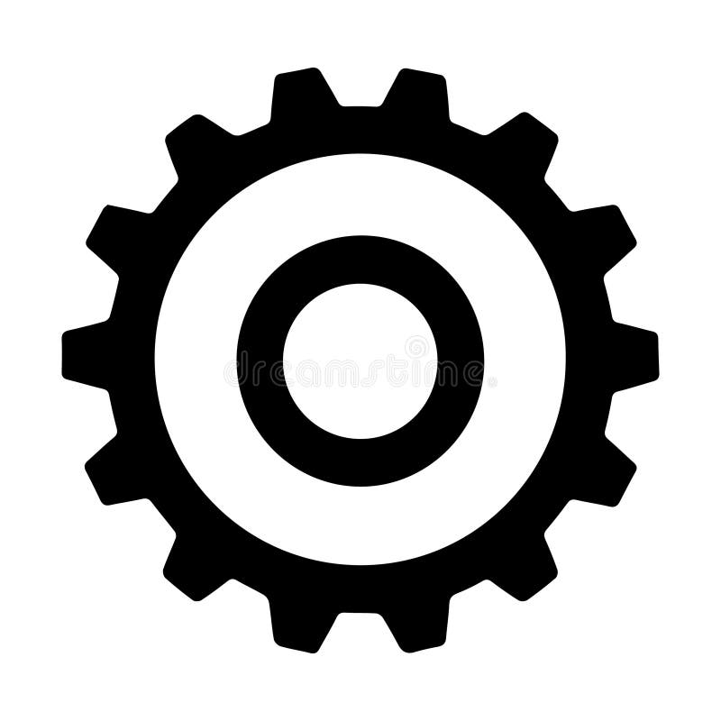 Black and White Minimalist Gear Icon Circular Design with Concentric ...