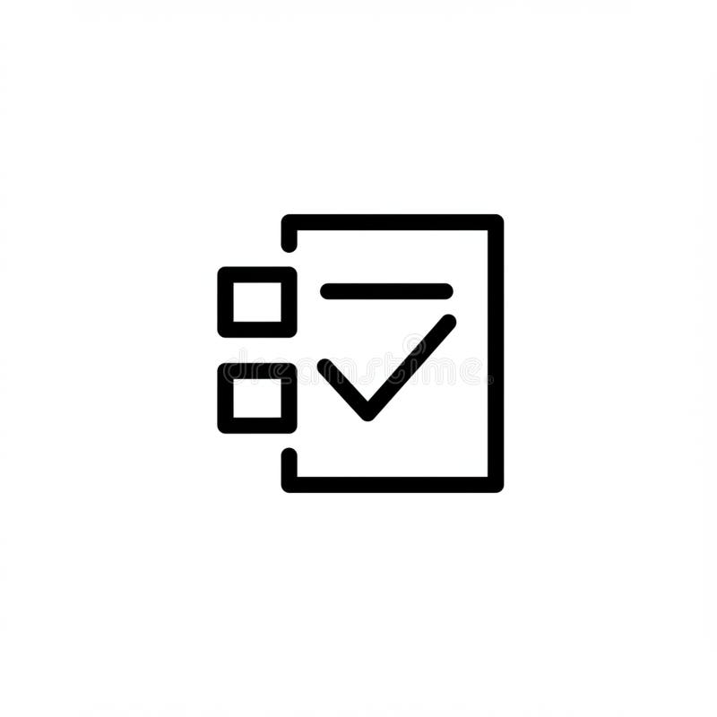 Black and White Minimalist Icon Depicting a Checklist. Features a ...