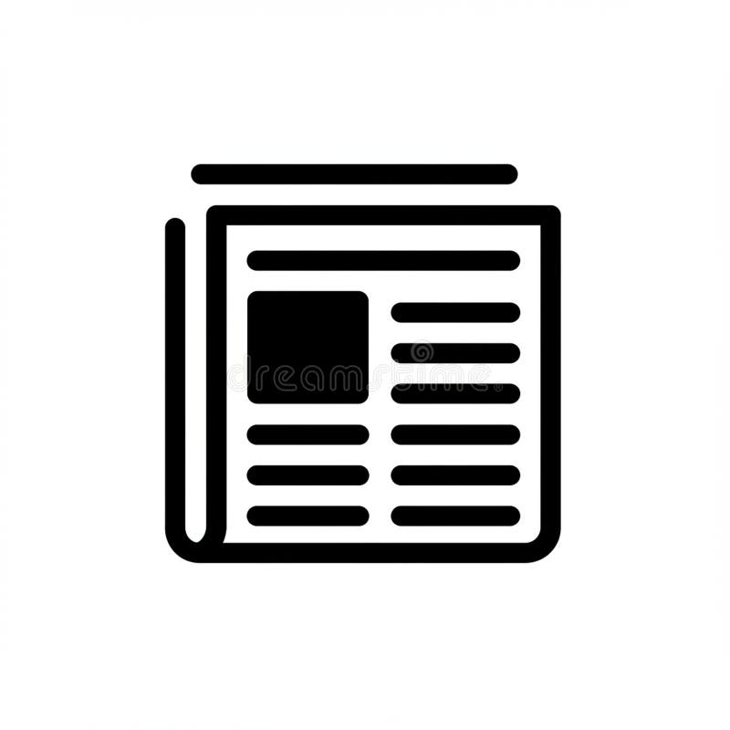 Black and White Minimalist Icon of a Newspaper Stock Illustration ...