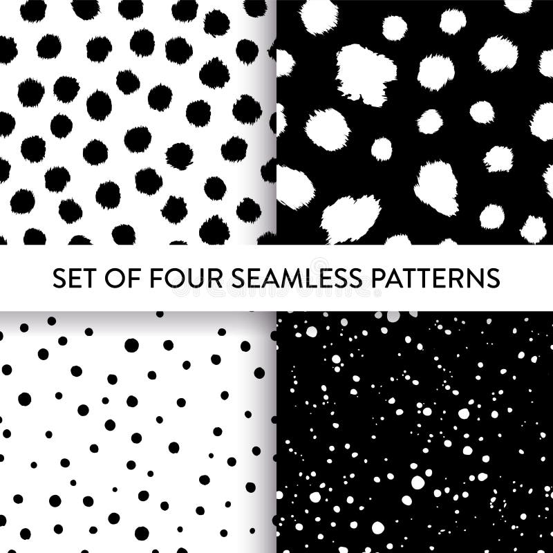 Black and White Minimalistic Spotted Pattern Set. Stock Vector ...