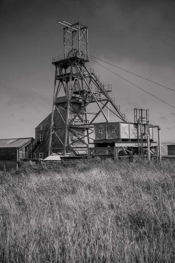Black and White Mining Structure in a Field. Stock Photo - Image of ...