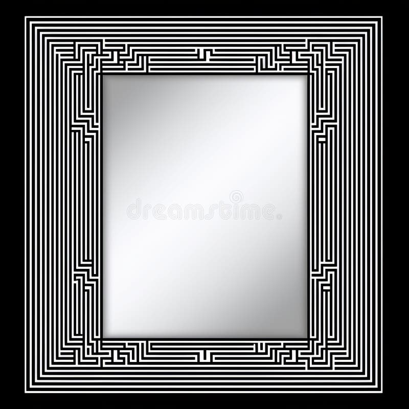 A Black and White Mirror with a Geometric Design Stock Illustration ...