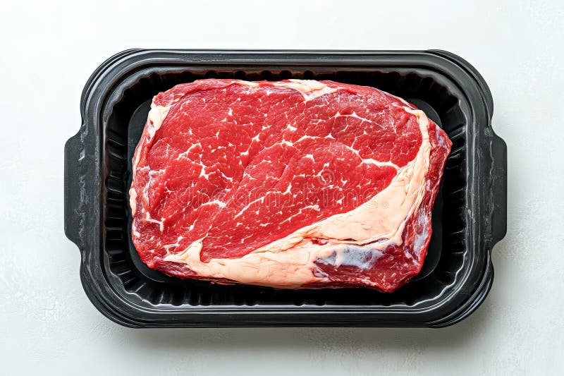 Black and White Mockup of a Blank Beef Tray with Black and White Labels ...