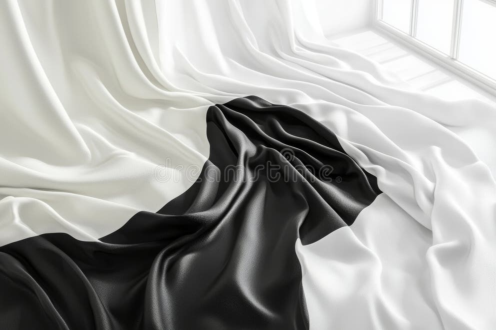 Black and White Mockup of a Black and White Silk Scarf Stock Photo ...