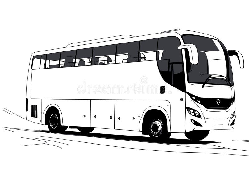 Black and White Modern Bus Vector Illustration Stock Vector ...