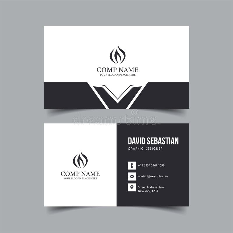 Black and White Modern Creative Business Card and Name Card, Horizontal ...