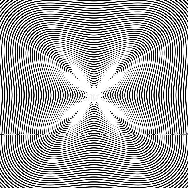 Black and White Moire Lines, Striped Psychedelic Vector Backgro Stock ...