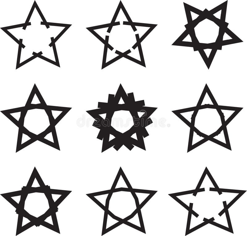 Black and White Monochrome Star Icons Stock Vector - Illustration of ...