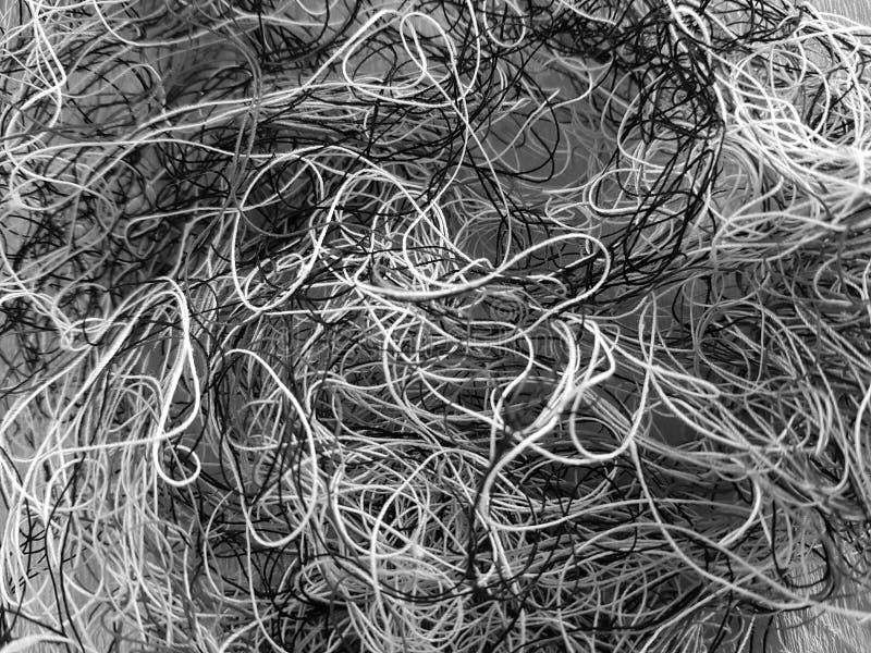 Black and White Monochrome Threads Wavy Abstract Art Textile Fabric ...