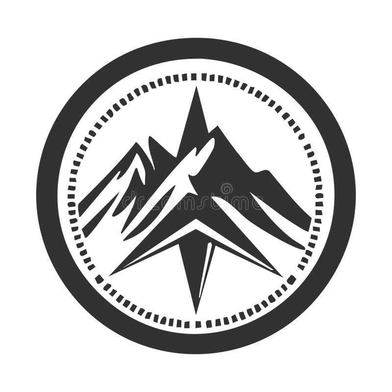 Black and White Mountain Emblem in Circular Design. Stock Vector ...