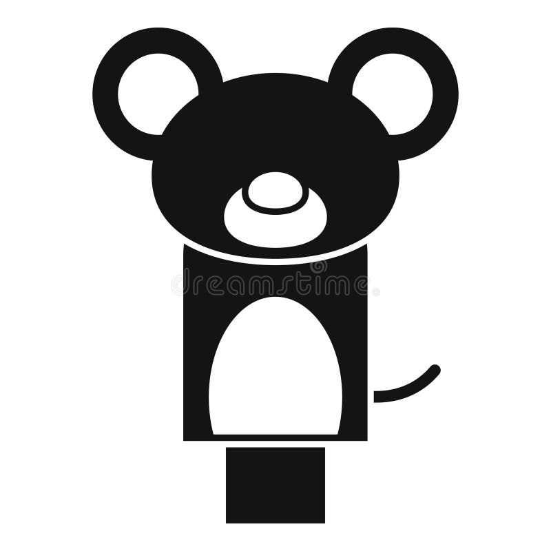 Black and White Mouse Toy Standing on a Base Icon Stock Vector ...