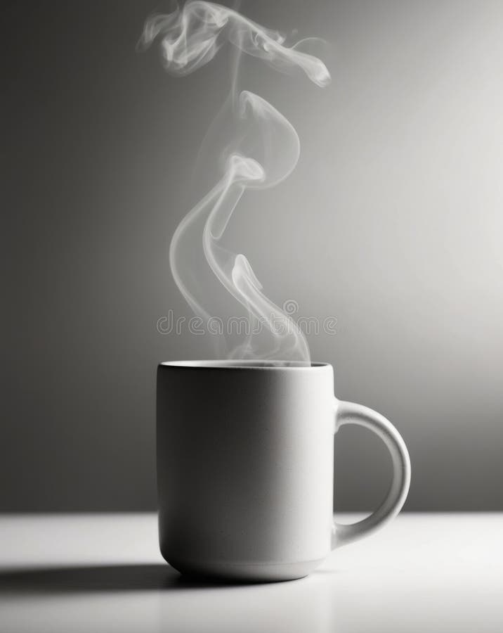 A Black and White Mug with Steam Coming Out of it. Stock Illustration ...